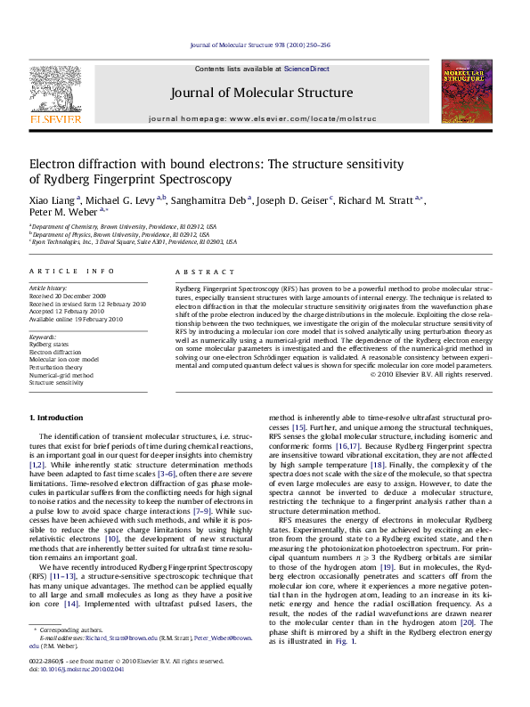 (PDF) Electron Diffraction With Bound Electrons: The Structure Sensitivity of Rydberg ...