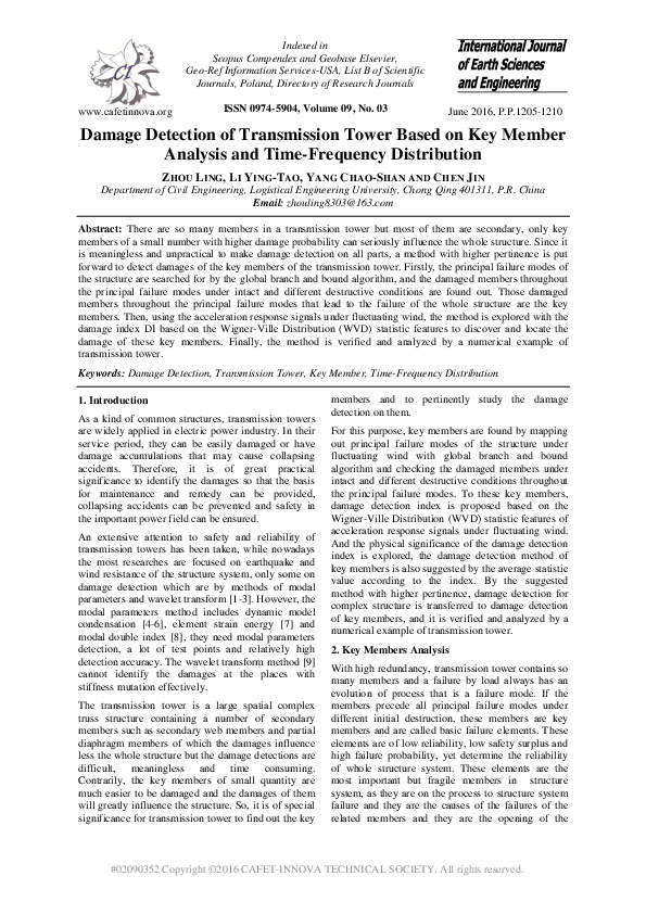 (PDF) Damage Detection of Transmission Tower Based on Key Member ...