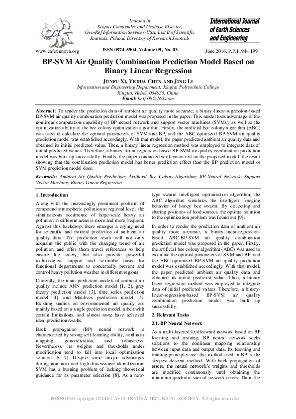 (PDF) BP-SVM Air Quality Combination Prediction Model Based on Binary ...