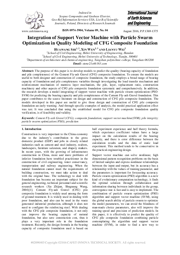 Pdf Integration Of Support Vector Machine With Particle Swarm Optimization In Quality Modeling