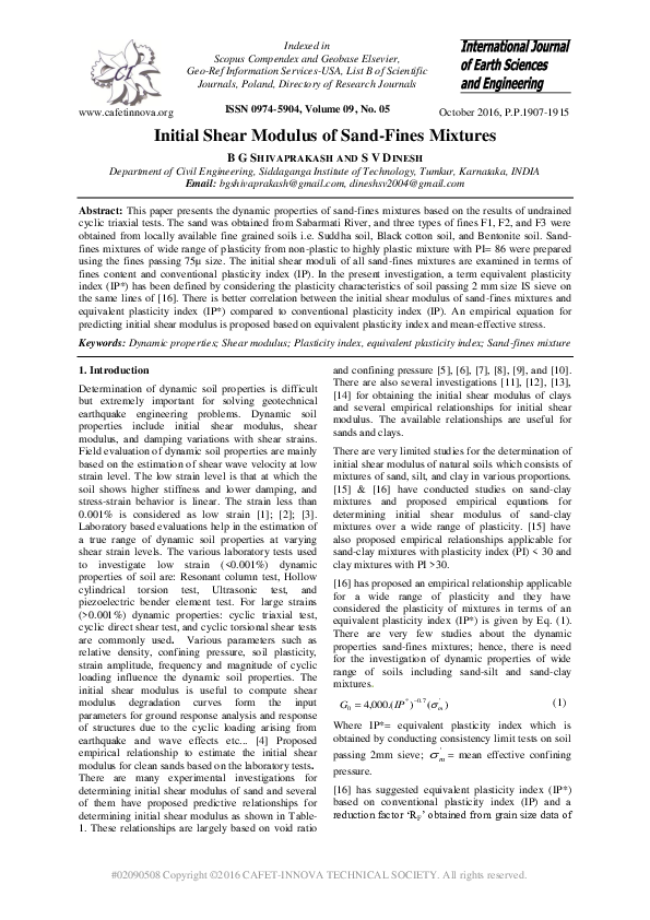 (PDF) Initial Shear Modulus of Sand-Fines Mixtures