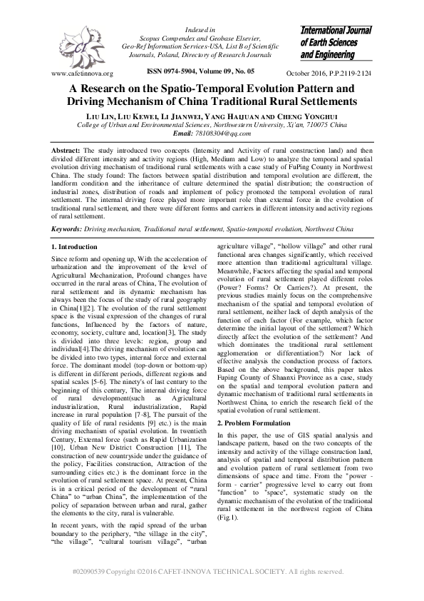 (PDF) A Research on the Spatio-Temporal Evolution Pattern and Driving Mechanism of China ...