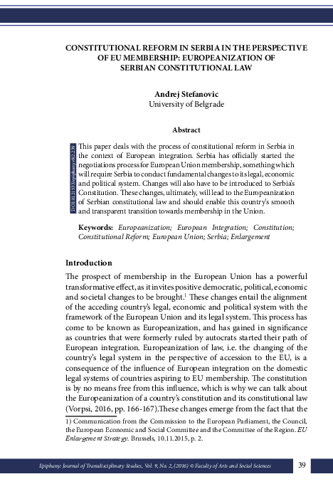 (PDF) Constitutional Reform in Serbia in the Perspective of EU ...