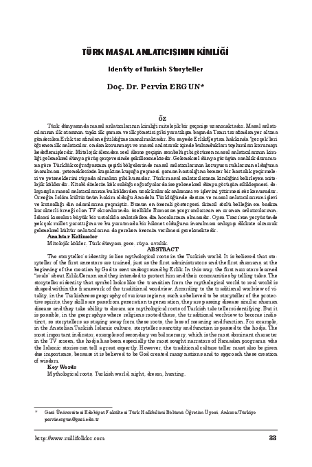 (PDF) Türk Masal Anlatıcısının Kimliği/ Identity of Turkish Storyteller