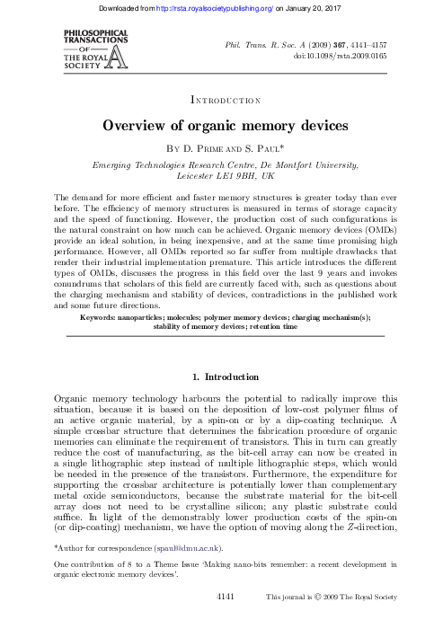 (PDF) Overview of Organic Memory Devices