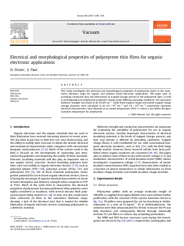 (PDF) Electrical and Morphological Properties of Polystyrene Thin Films ...