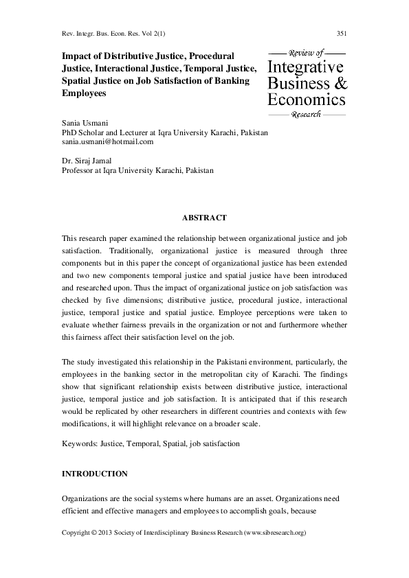 two components of organizational justice are distributive justice and ...