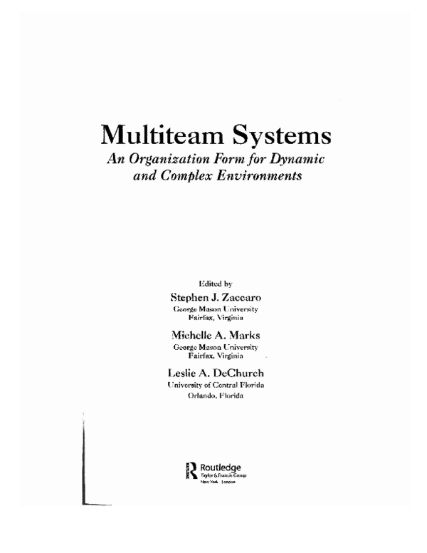 (PDF) (Ch4 - Motivation in Multiteam Systems) in "Multiteam Systems An ...