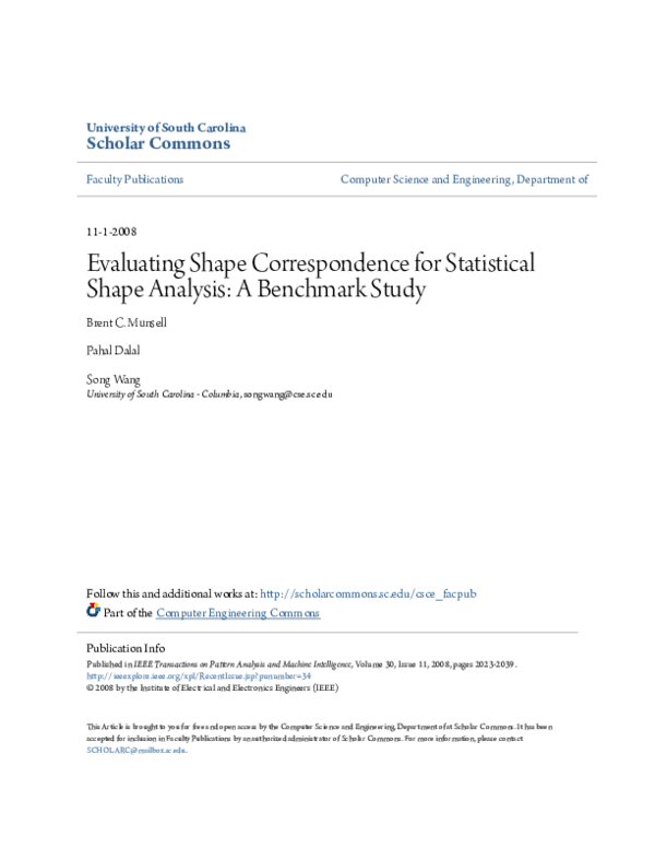 (PDF) Evaluating Shape Correspondence for Statistical Shape Analysis: A Benchmark Study