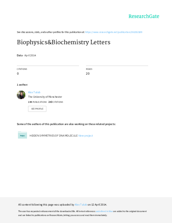 (PDF) Biophysics&Biochemistry Letters