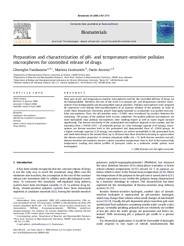 (PDF) Preparation and characterization of pH- and temperature-sensitive ... (PDF) Preparation and characterization of pH- and temperature-sensitive ...