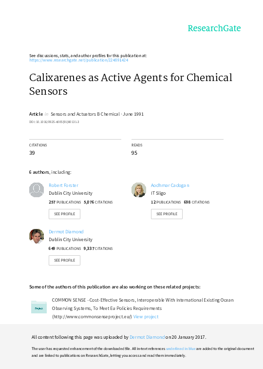 (PDF) Calixarenes As Active Agents for Chemical Sensors