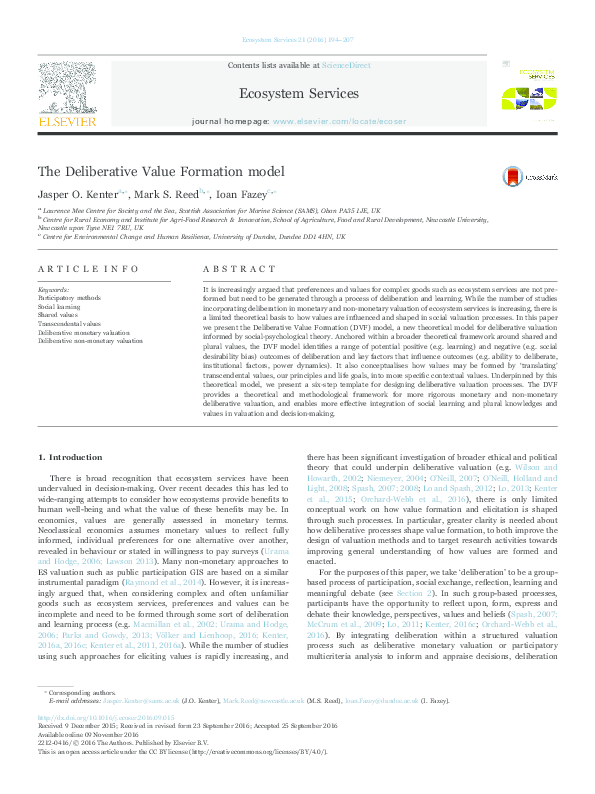 (PDF) The Deliberative Value Formation model