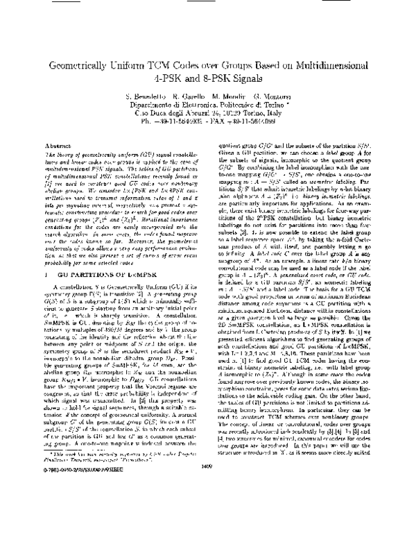 (PDF) Geometrically Uniform TCM Codes Over Groups Based on L× ...