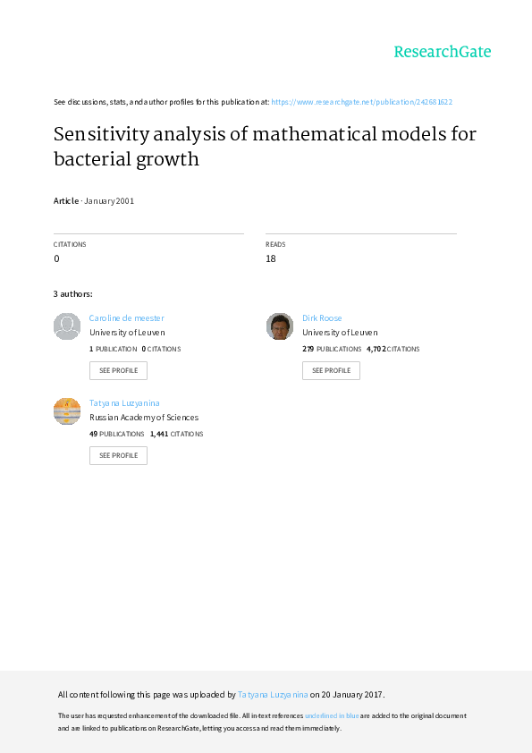(PDF) Sensitivity analysis of mathematical models for final product properties: Link to DTG curve