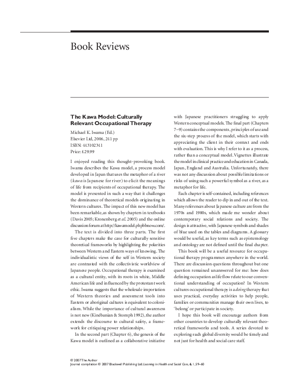 (PDF) The Kawa Model: Culturally Relevant Occupational Therapy