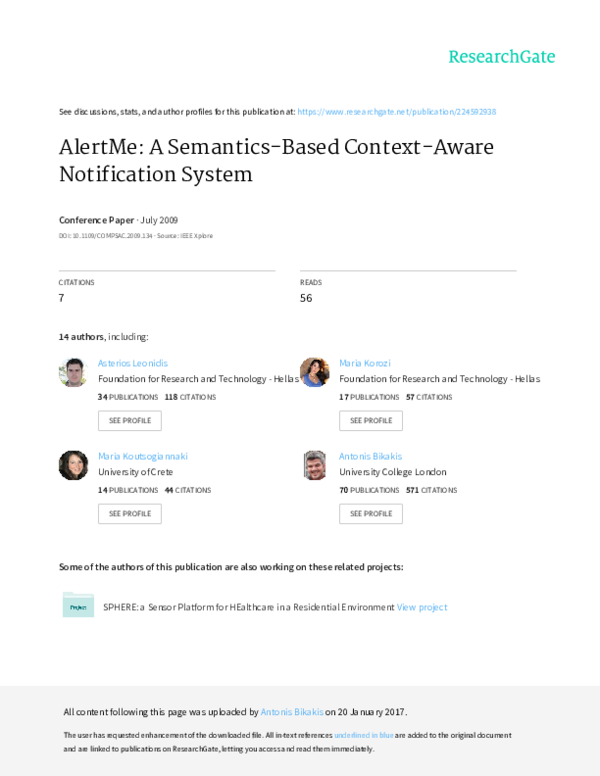 (PDF) AlertMe: A Semantics-Based Context-Aware Notification System
