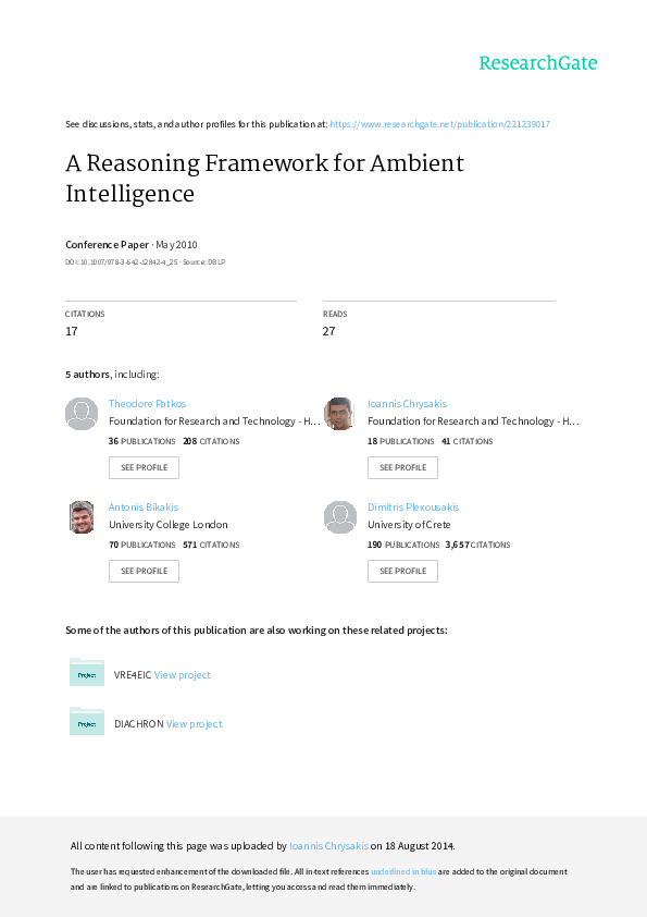 (PDF) A Reasoning Framework for Ambient Intelligence