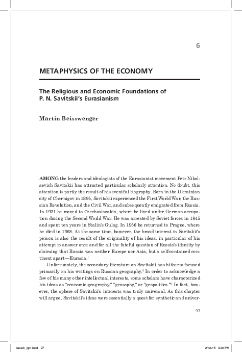 (PDF) “Metaphysics of the Economy: The Religious and Economic ...