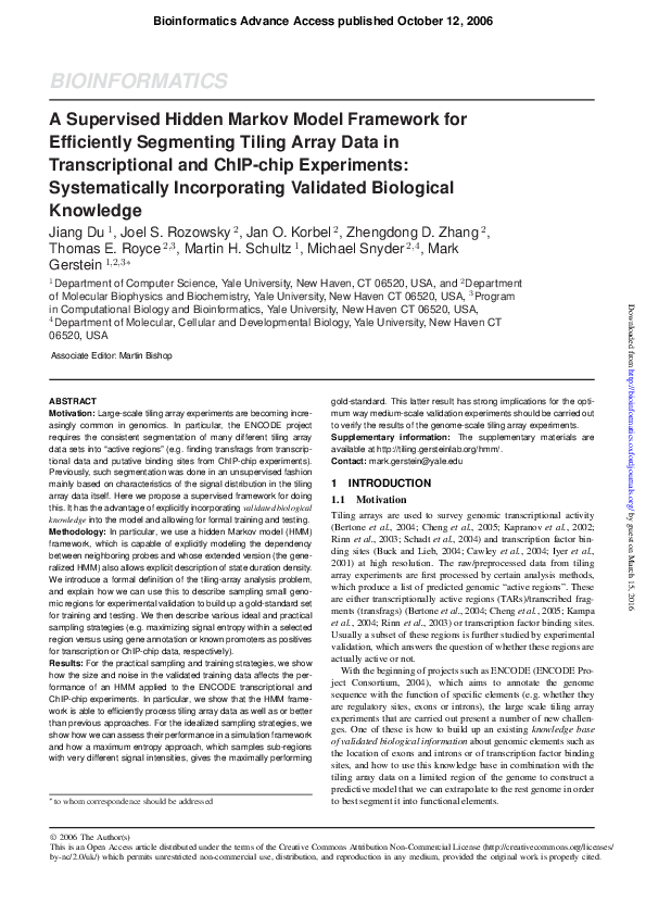 Pdf A Supervised Hidden Markov Model Framework For Efficiently Segmenting Tiling Array Data In