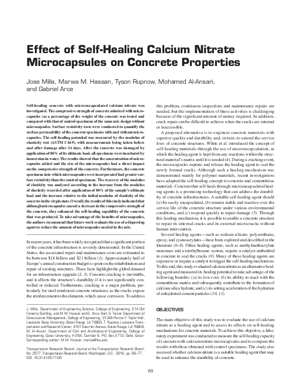 (PDF) Effect of Self Healing Calcium Nitrate Microcapsules on Concrete ...