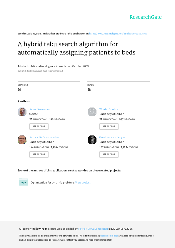 Pdf A Hybrid Tabu Search Algorithm For Automatically Assigning
