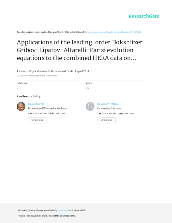 (PDF) Applications of the leading-order Dokshitzer-Gribov-Lipatov ...
