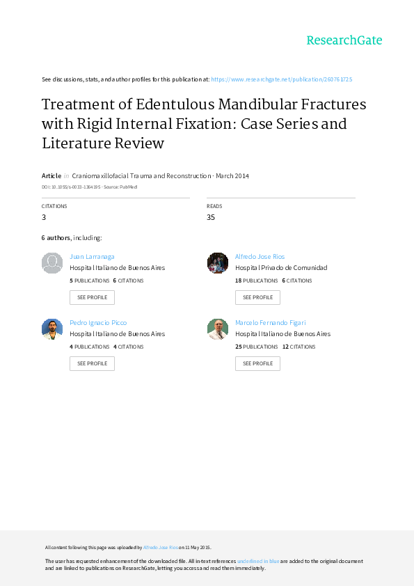 (PDF) Treatment of Edentulous Mandibular Fractures with Rigid Internal ...