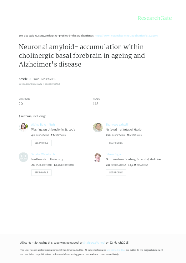 (PDF) Neuronal amyloid-β accumulation within cholinergic basal ...