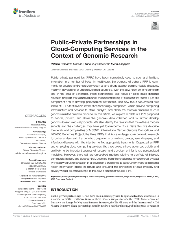 (PDF) Public–Private Partnerships in Cloud-Computing Services in the Context of Genomic Research