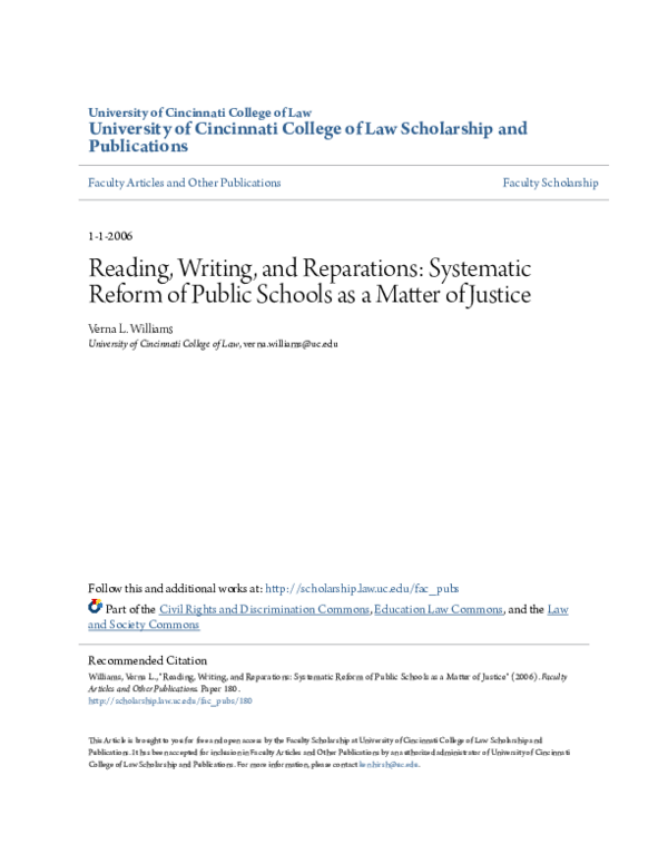 (PDF) Reading, Writing, and Reparations: Systematic Reform of Public ...