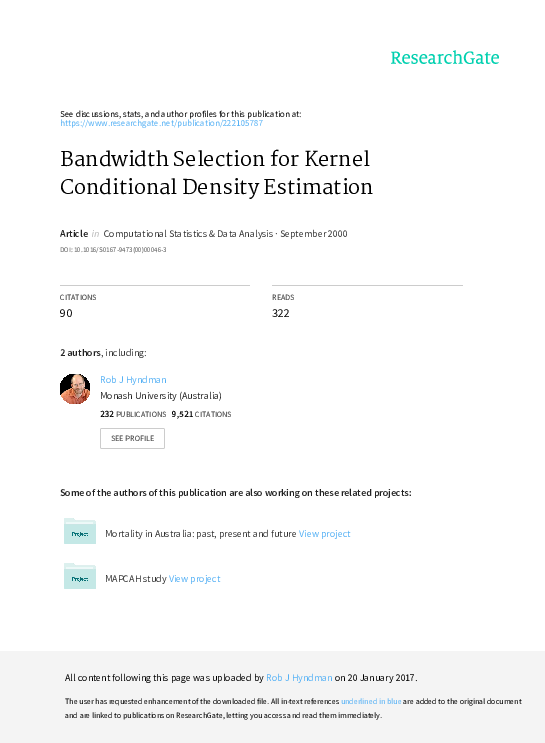 Pdf Bandwidth Selection For Kernel Conditional Density Estimation