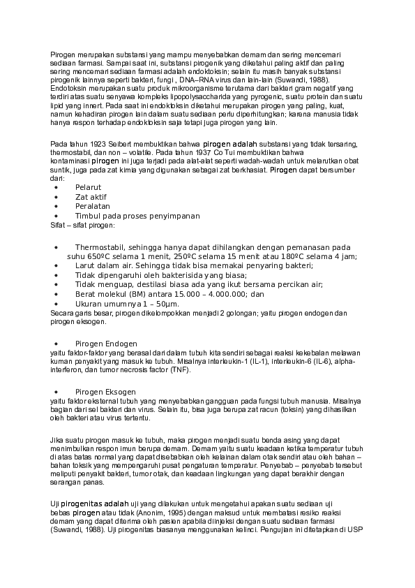 (DOC) Pirogen merupakan substansi yang mampu menyebabkan demam dan ...