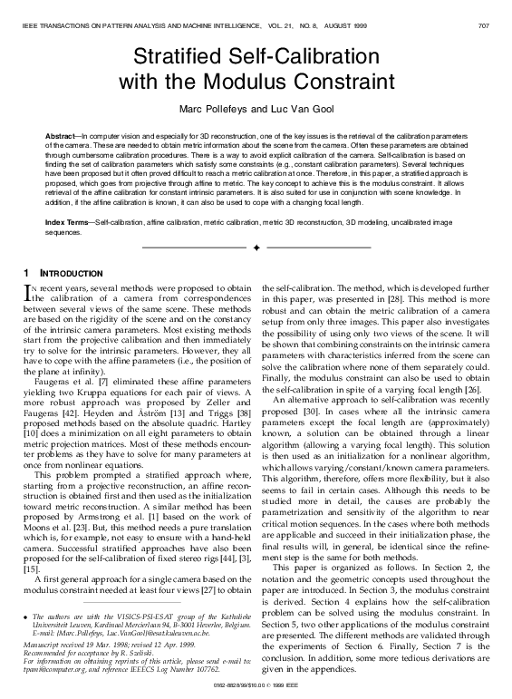 (PDF) Stratified Self-Calibration With the Modulus Constraint