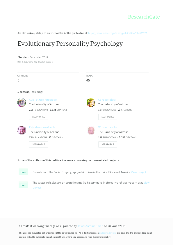 (PDF) Evolutionary Personality Psychology