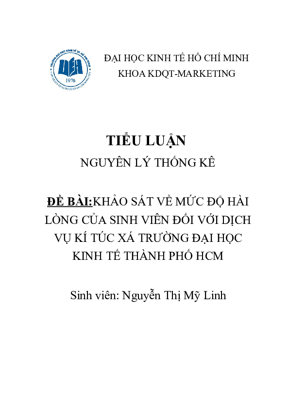 (DOC) TI U LU N NGUYÊN LÝ TH NG KÊ Đ BÀI: Sinh viên: Nguy n Th M Linh 1