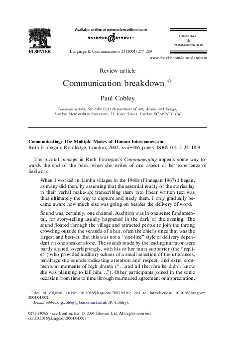 (PDF) Communication Breakdown