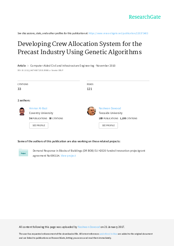 (PDF) Developing Crew Allocation System for the Precast Industry Using ...