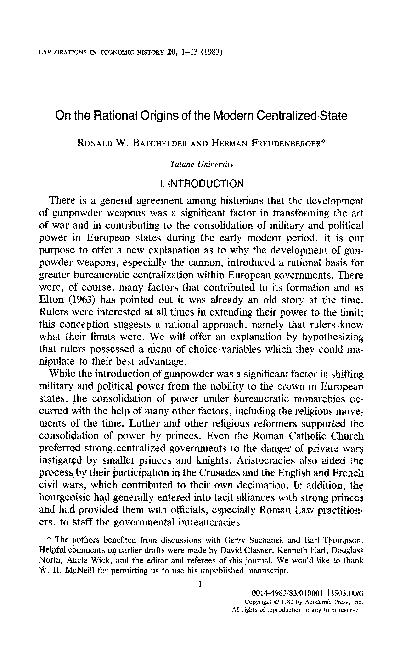 (PDF) On the rational origins of the modern centralized state