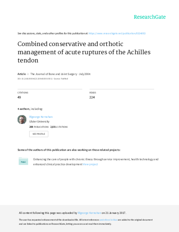 (PDF) the Achilles Tendon Combined Conservative and Orthotic Management ...