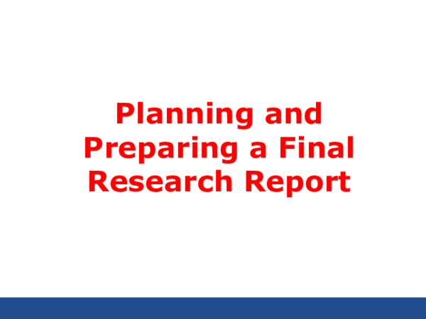 (PDF) Planning and Preparing a Final Research Report