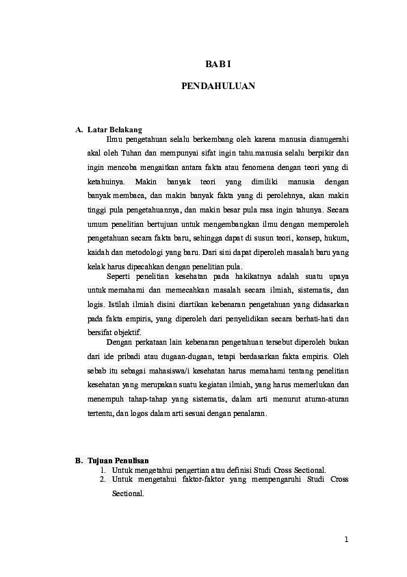 Doc Mengaplikasikan Studi Cross Sectional