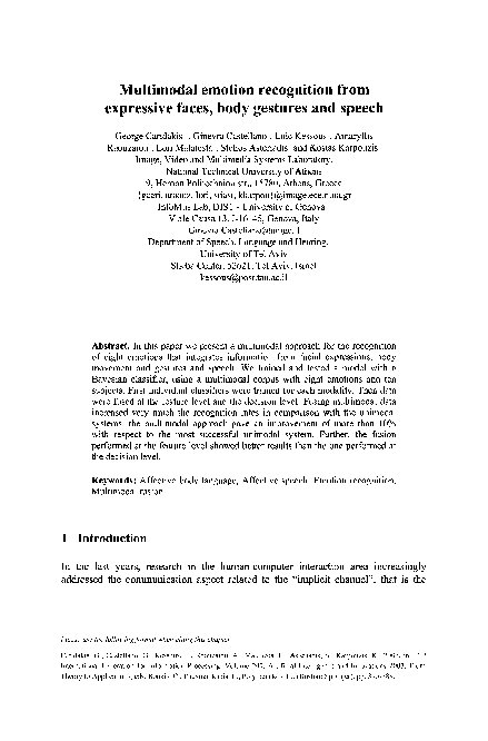 (PDF) Multimodal Emotion Recognition From Expressive Faces, Body ...
