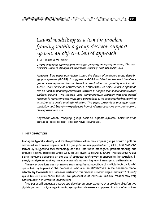 (PDF) Causal modelling as a tool for problem framing within a group decision support system: an ...