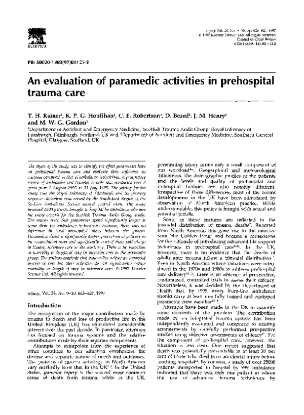 (PDF) An evaluation of paramedic activities in prehospital trauma care