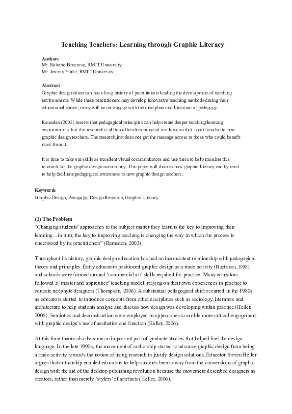 (PDF) Teaching Teachers: Learning through Graphic Literacy