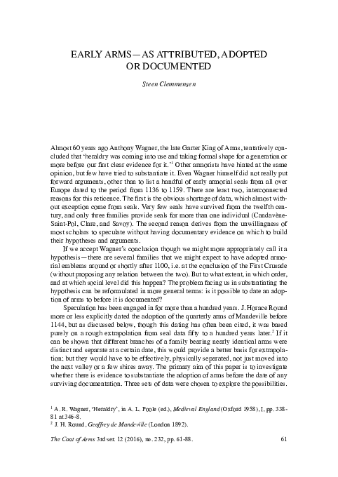 (PDF) EARLY ARMS—AS ATTRIBUTED, ADOPTED OR DOCUMENTED