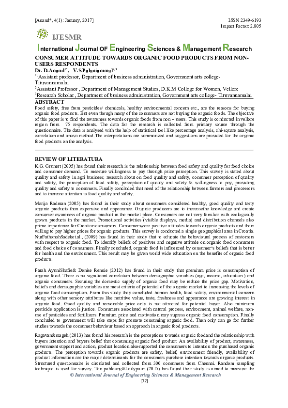 (PDF) CONSUMER ATTITUDE TOWARDS ORGANIC FOOD PRODUCTS FROM NON- USERS RESPONDENTS