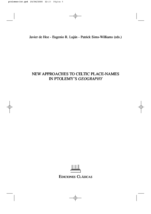 (PDF) New approaches to celtic place-names in Ptolemy's" geography