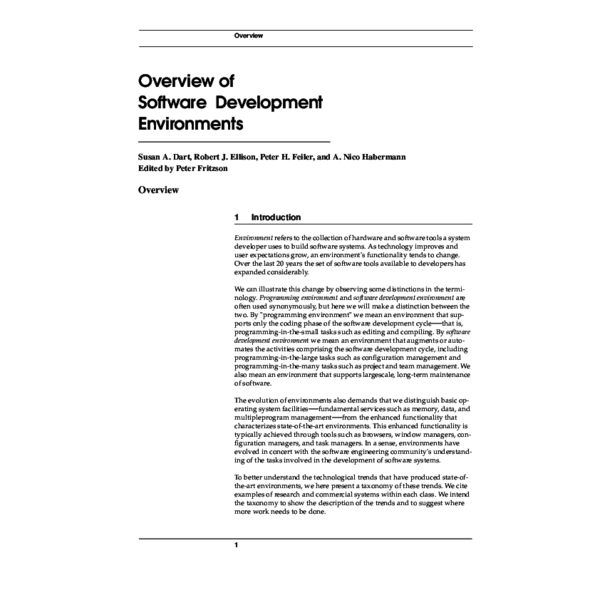 (PDF) Overview of Software Development Environments
